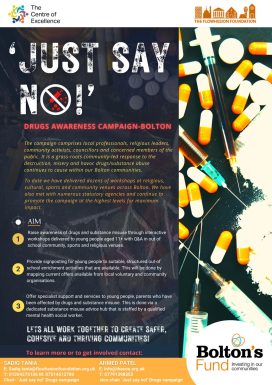 JUST SAY NO! Drugs campaign – Bolton – The Flowhesion Foundation